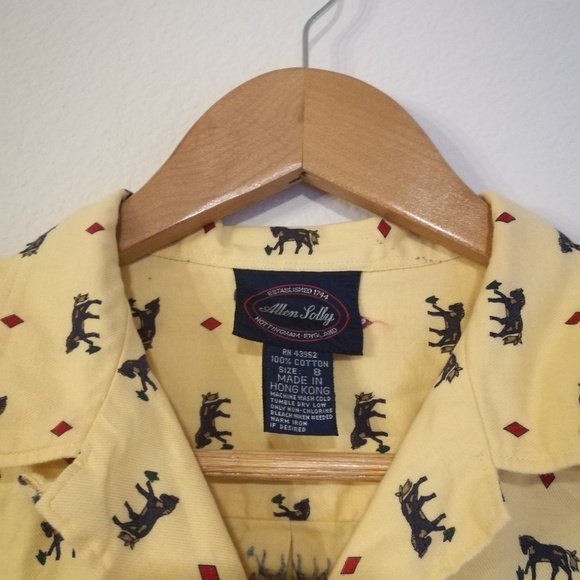 Vintage | Tops | Vintage English Equestrian Yellow Horse Shirt | Poshmark